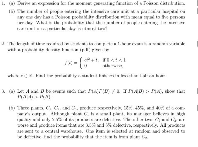 1. (a) Derive an expression for the moment generating function of a ...