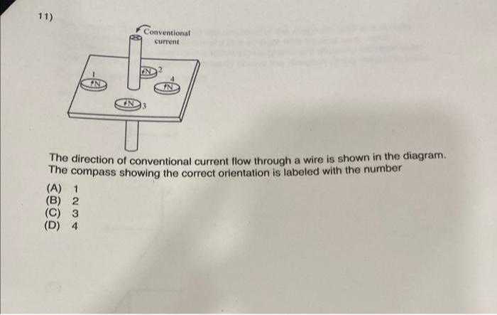 11 the direction of conventional current flow through a wire is shown ...