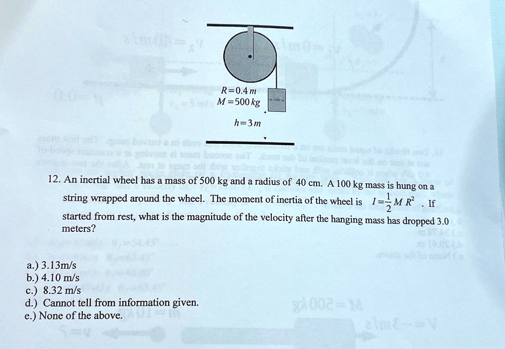 SOLVED: An inertial wheel has a mass of 500 kg and a radius of 40 cm. A ...
