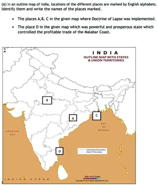 the places ab c in the given map where doctrine of lapse was ...