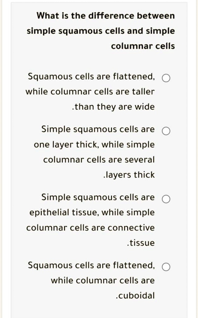 what is the difference between simple squamous cells and simple ...