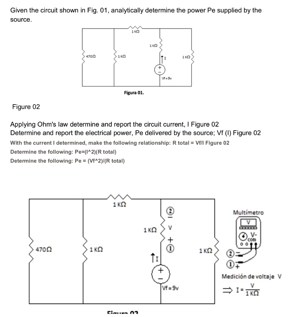 SOLVED: Given the circuit shown in Figure 01, analytically determine the power Pe supplied by ...