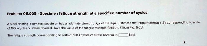 SOLVED: Problem 06.005 - Specimen fatigue strength at a specified ...