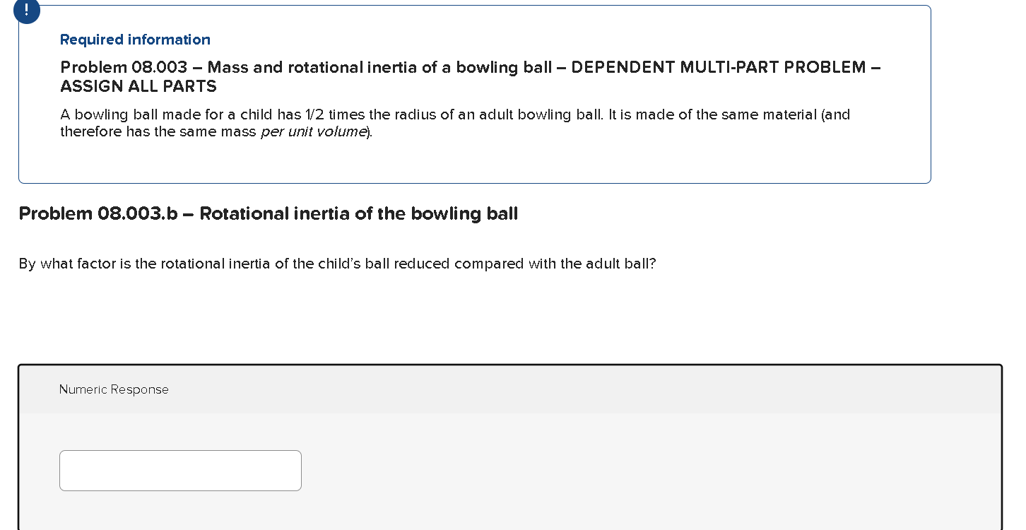 Required information Problem 08.003 - Mass and rotational inertia of a ...