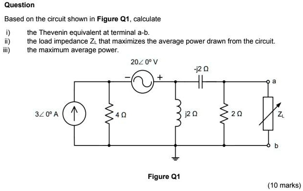 SOLVED: Question Based on the circuit shown in Figure Q1, calculate the Thevenin equivalent at ...