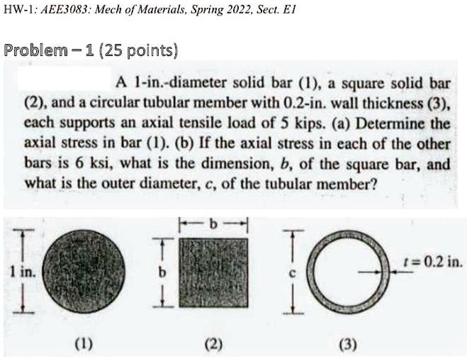 SOLVED: Problem - 1 (25 points) A 10-in.-diameter solid bar (4), a ...
