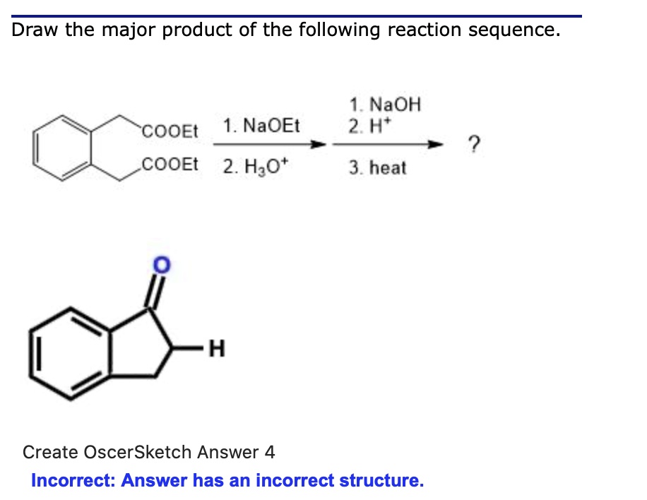 SOLVED: Draw the major product of the following reaction sequence. 1. NaOH 2. H2O COOEt 1. NaOEt ...