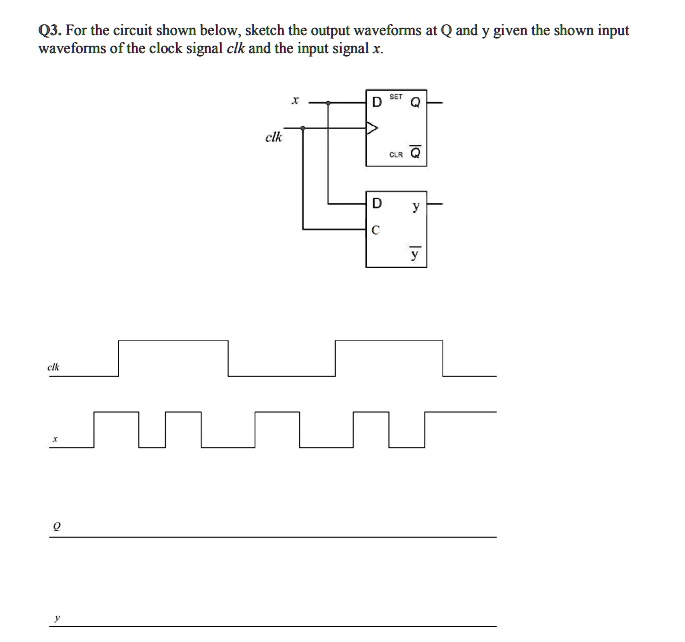 Solved Q3 For The Circuit Shown Below Sketch The Output Waveforms At Q And Y Given The Shown 