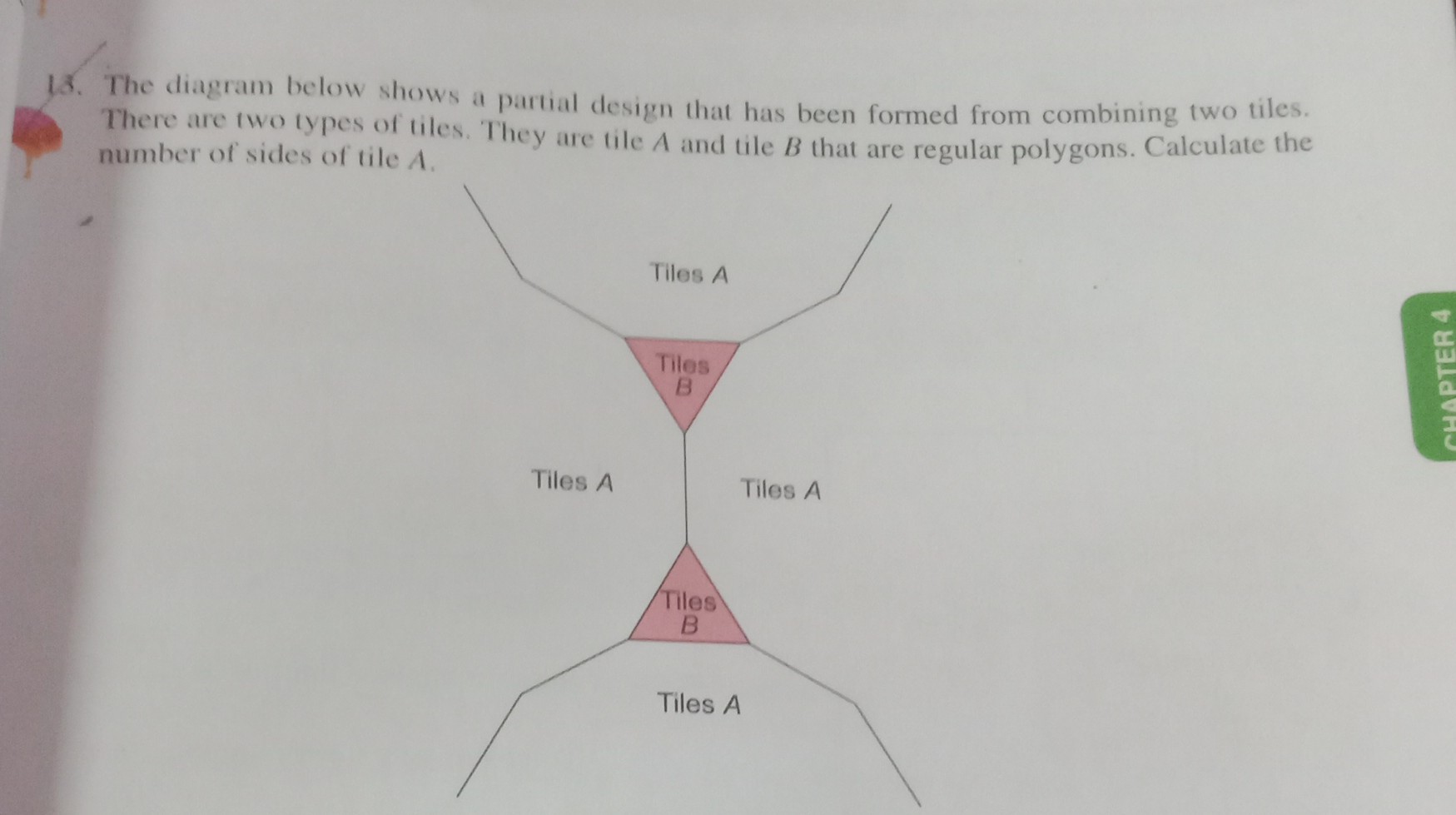 SOLVED: 18. The diagram below shows a partial design that has been formed from combining two ...
