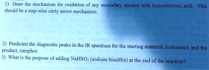 SOLVED: Draw the mechanism for the oxidation of any secondary alcohol ...
