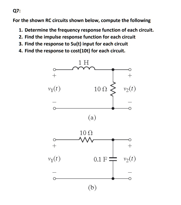 Solved Q7 For The Rc Circuits Shown Below Compute The Following 1 Determine The Frequency