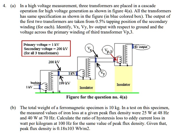 SOLVED: (a) In a high voltage measurement, three transformers are ...