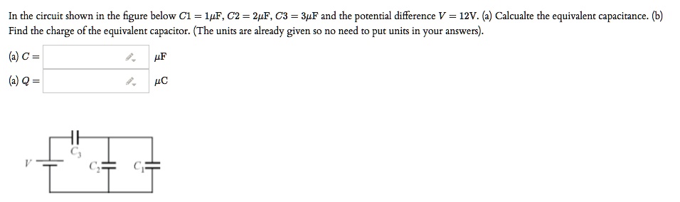 in the circuit shown in the figure below c1l luf c2 2pf c3 3pf and the porential difference v ...