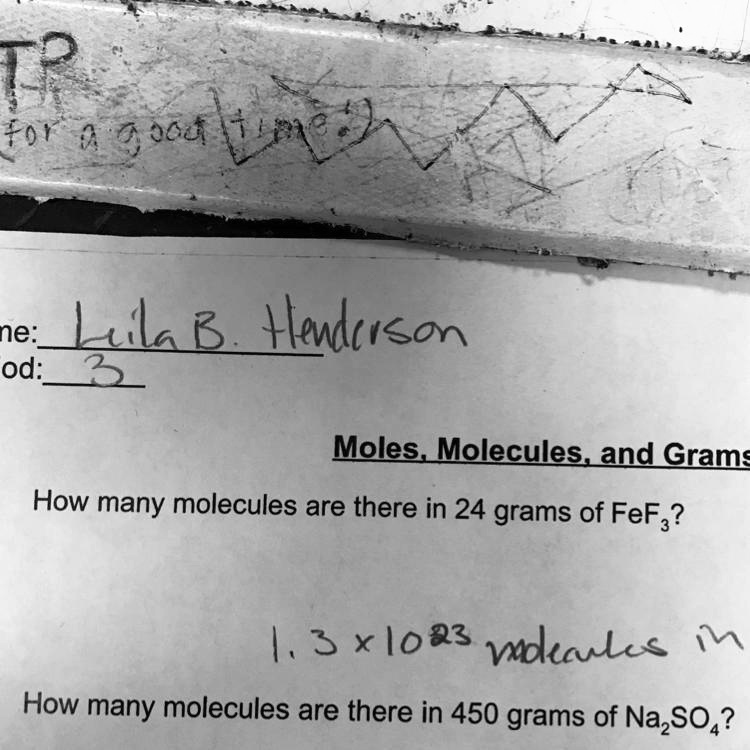 Me: Leila B. Henderson od: 3 Moles, Molecules, and Grams How...