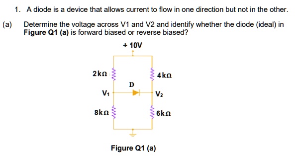 SOLVED: A diode is a device that allows current to flow in one ...