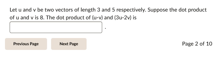 SOLVED: Let u and v be two vectors of length 3 and 5 respectively ...