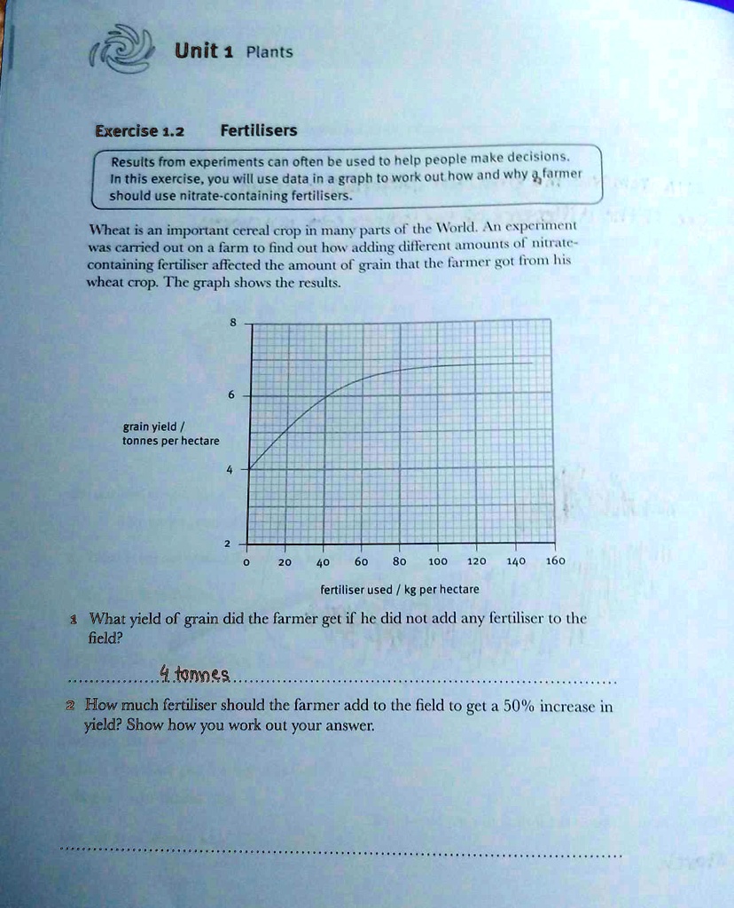 Please answer these questions. Unit 1: Plants Exercise 1.2: Fertilisers ...