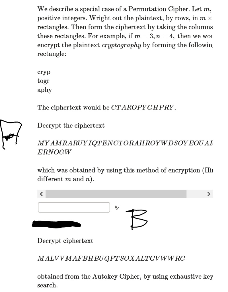 Texts: Cryptography We describe a special case of a Permutation Cipher. Let m be a positive ...