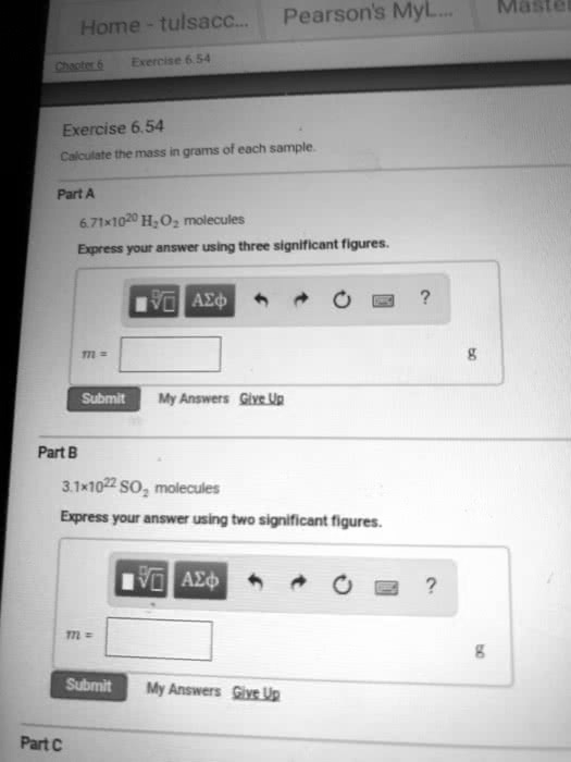 SOLVED: Calculate the mass in grams of each sample. (Please clear handwriting.) Master Home ...