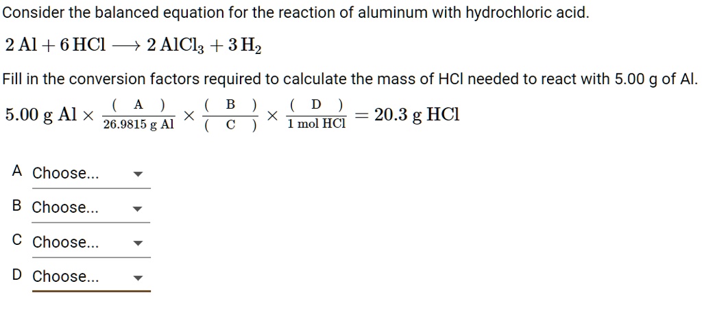 consider the balanced equation for the reaction of aluminum with ...