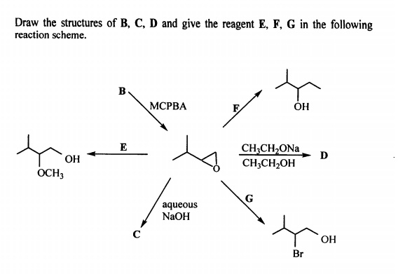 SOLVED: Draw the structures of B, C, and D and give the reagents E, F, and G in the following ...