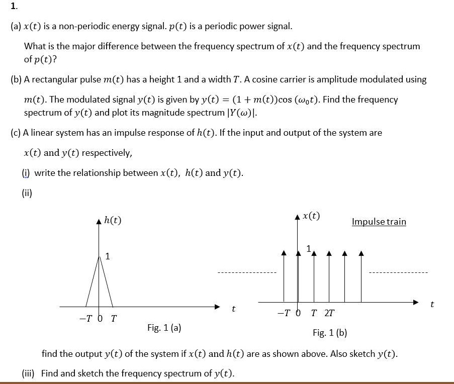 Solved A Xt Is A Non Periodic Energy Signal Pt Is A Periodic 0940