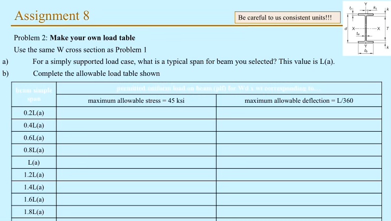 assignment 8 be careful to us consistent units problem 2 make your own ...