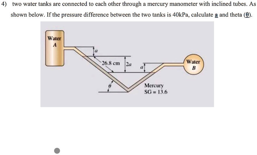 SOLVED: 4 two water tanks are connected to each other through a mercury manometer with inclined ...