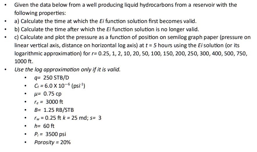 SOLVED: Show all steps, please! Given the data below from a well ...