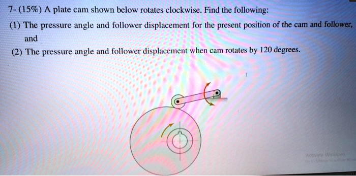 [GET ANSWER] 7- (15%) A plate cam shown below rotates clockwise. Find ...