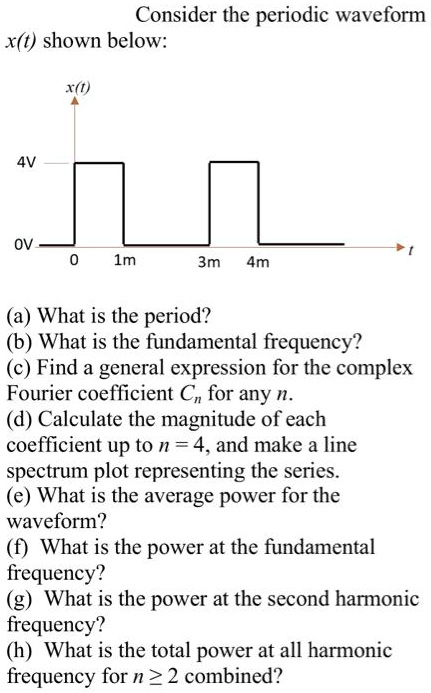 SOLVED: Consider the periodic waveform x(t) shown below: 4v Ov Im 3m ...