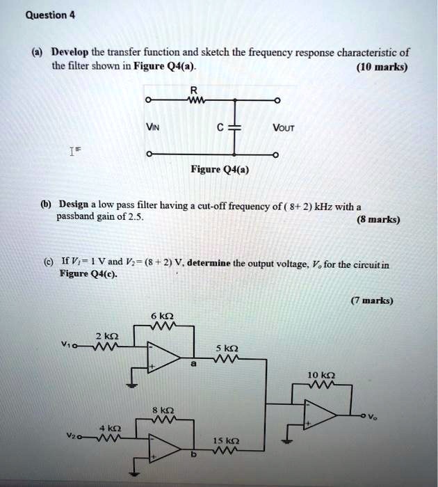 SOLVED: Develop the transfer function and sketch the frequency response characteristic of the ...