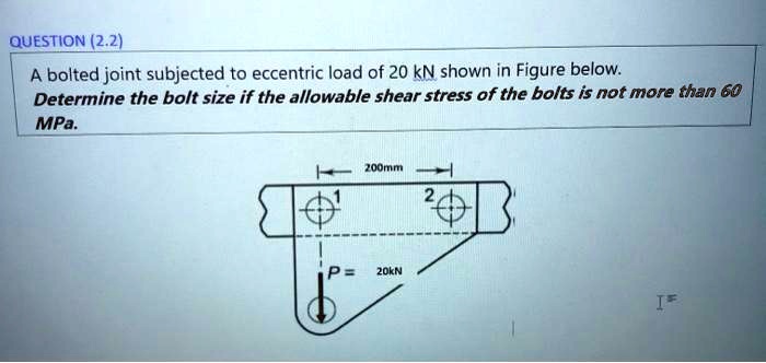 question 22 a bolted joint subjected to eccentric load of 20 kn shown ...