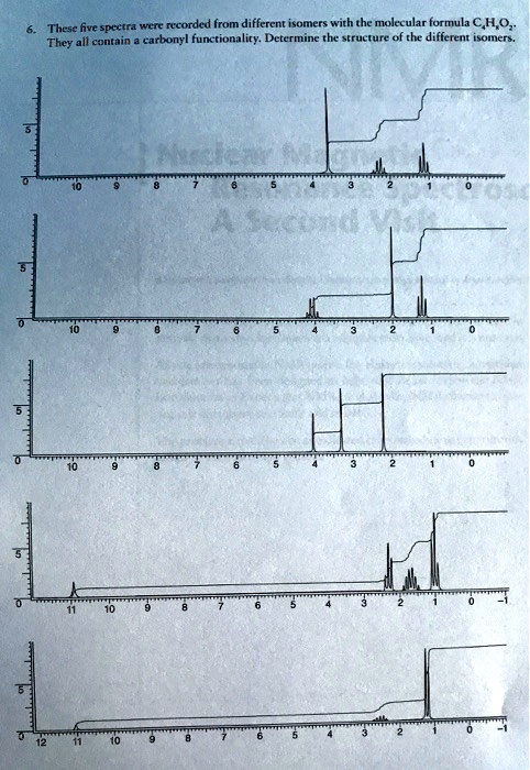 SOLVED: These five spectra were recorded from different isomers with ...