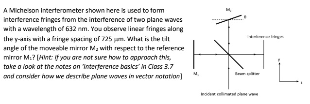 A Michelson interferometer shown here is used to form interference fringes from the interference ...