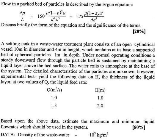 SOLVED: A settling tank in a wastewater treatment plant consists of an ...