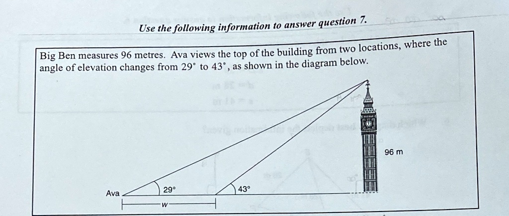 SOLVED: 'Big Ben measures 96 meters. Ava views the top of the building ...