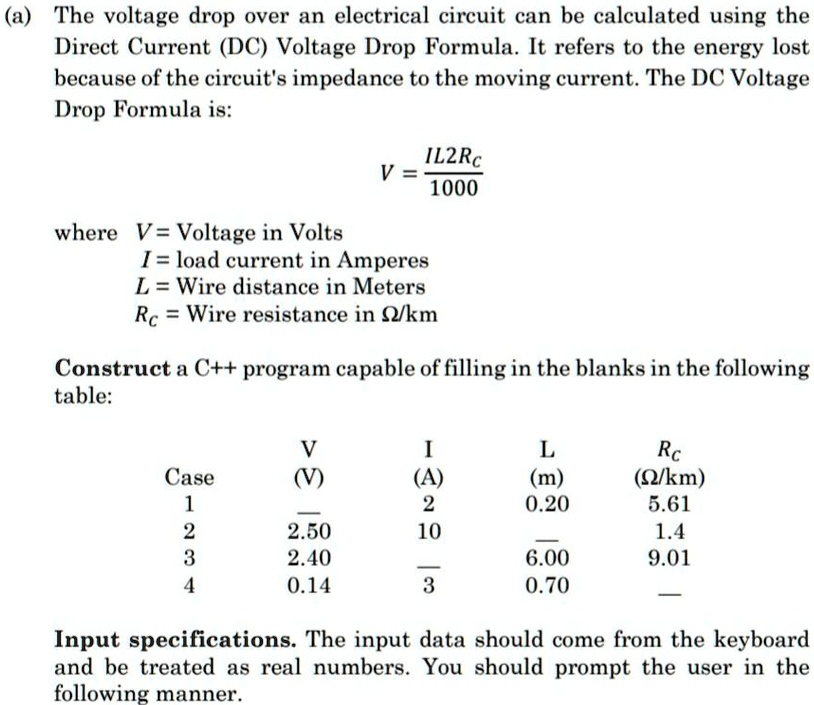 Solved A The Voltage Drop Over An Electrical Circuit Can Be
