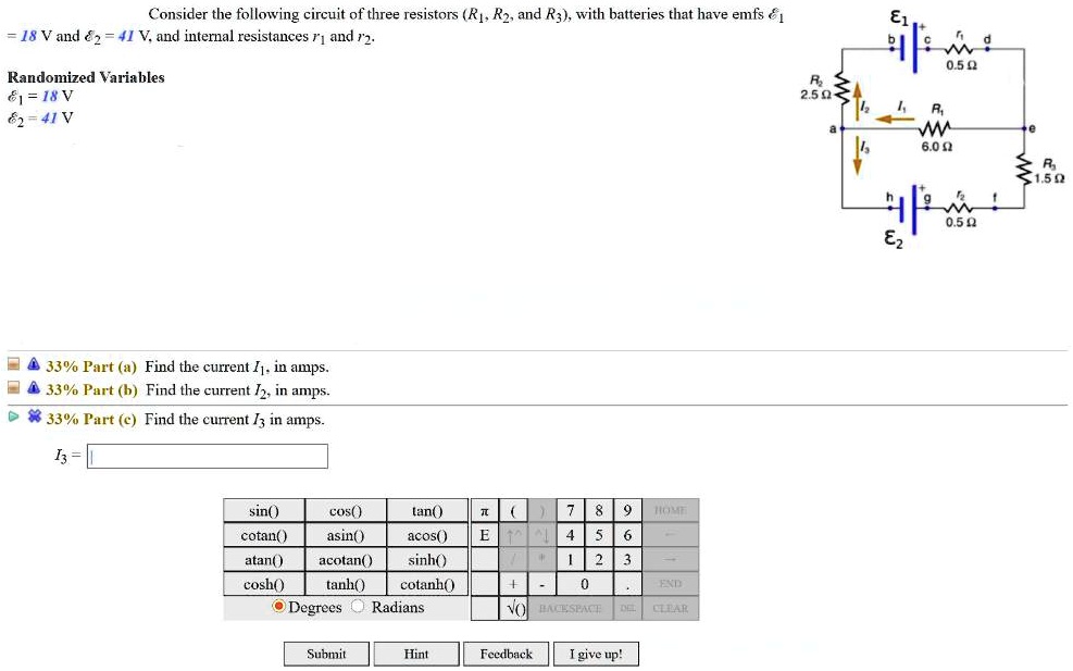 SOLVED:Consider the following circuit of three resistors (Rj: Rz and R3 ...