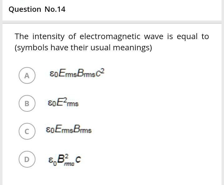 SOLVED: 'The intensity of electromagnetic waves'