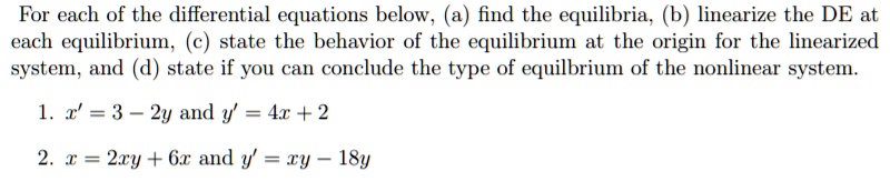 SOLVED:For each of the differential equations below , find the ...