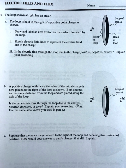 electric field and flux name 3the loop shown at right has an area a a ...