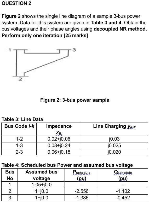 QUESTION 2 Figure 2 shows the single line diagram of a sample 3-bus ...