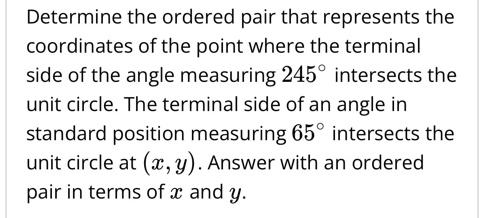 SOLVED: Determine the ordered pair that represents the coordinates of ...