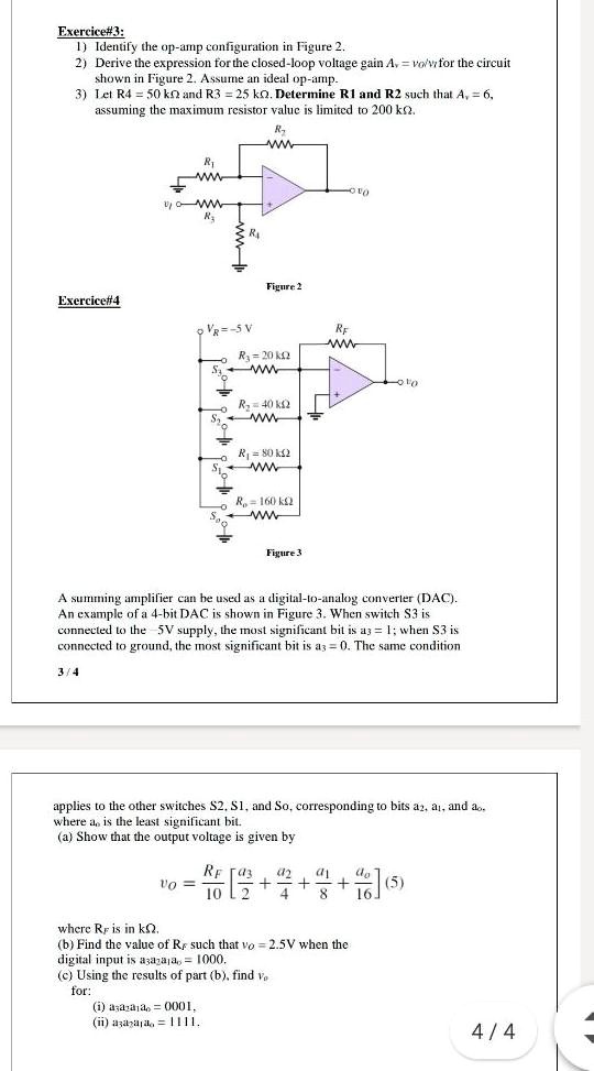 exercice3 1 identify the op amp configuration in figure 2 2 derive the ...