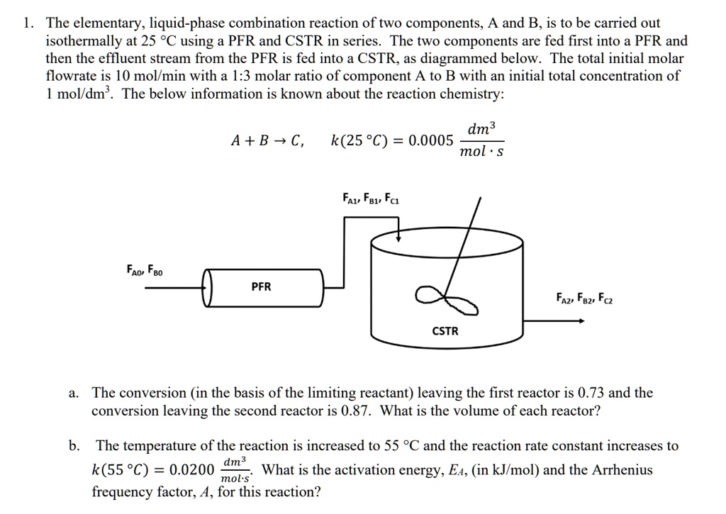 1 the elementary liquid phase combination reaction of two components a and b is to be carried ...