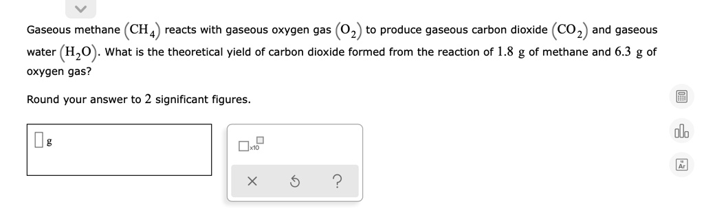 SOLVED:Gaseous methane CH4 reacts with gaseous oxygen gas (02 to ...