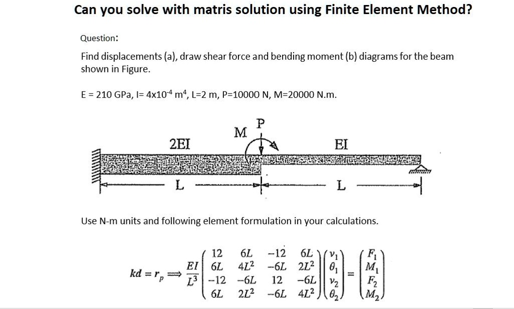 SOLVED: Can you solve the matrix solution using the Finite Element Method? Question: Find ...