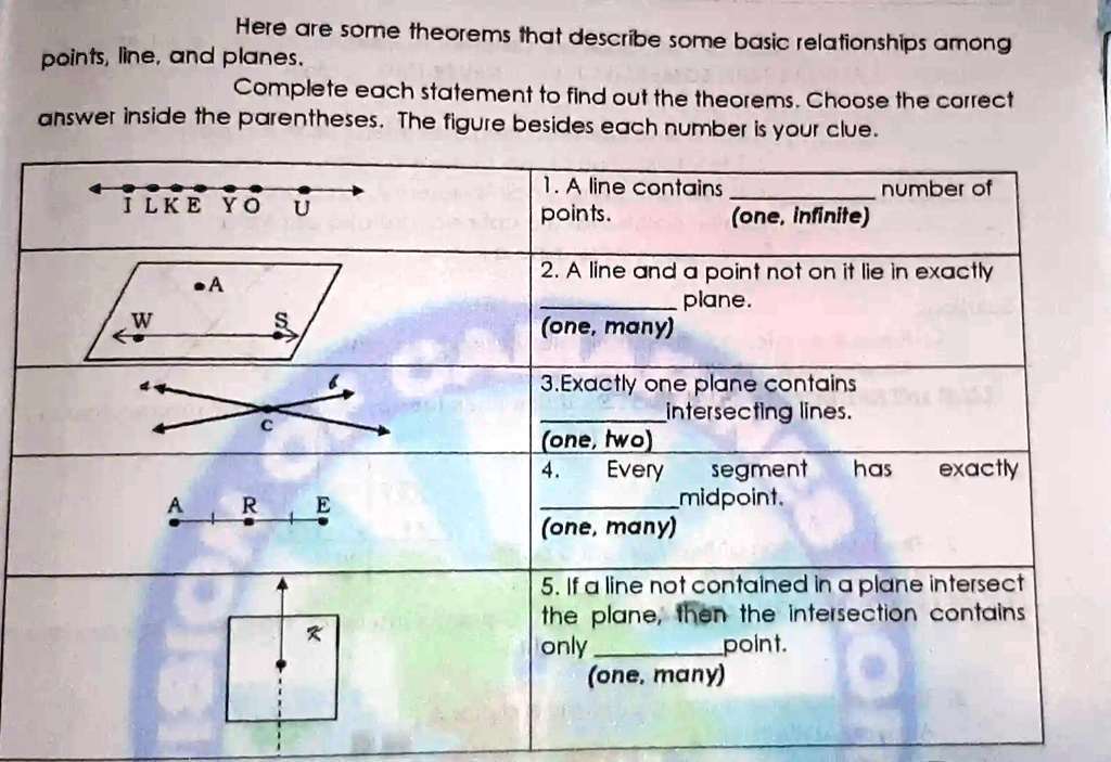 SOLVED: Here are some theorems that describe some basic relationships ...