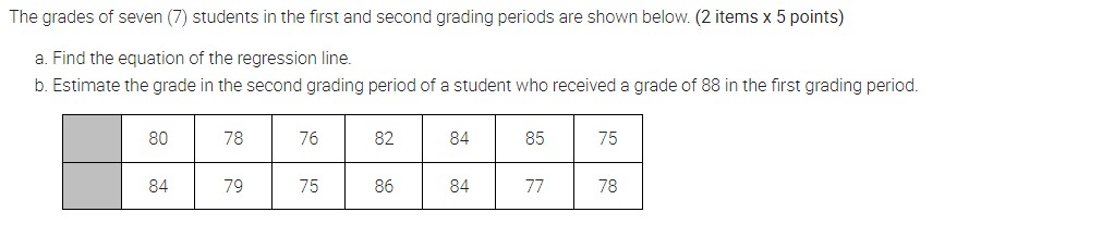 The grades of seven (7) students in the first and second grading ...
